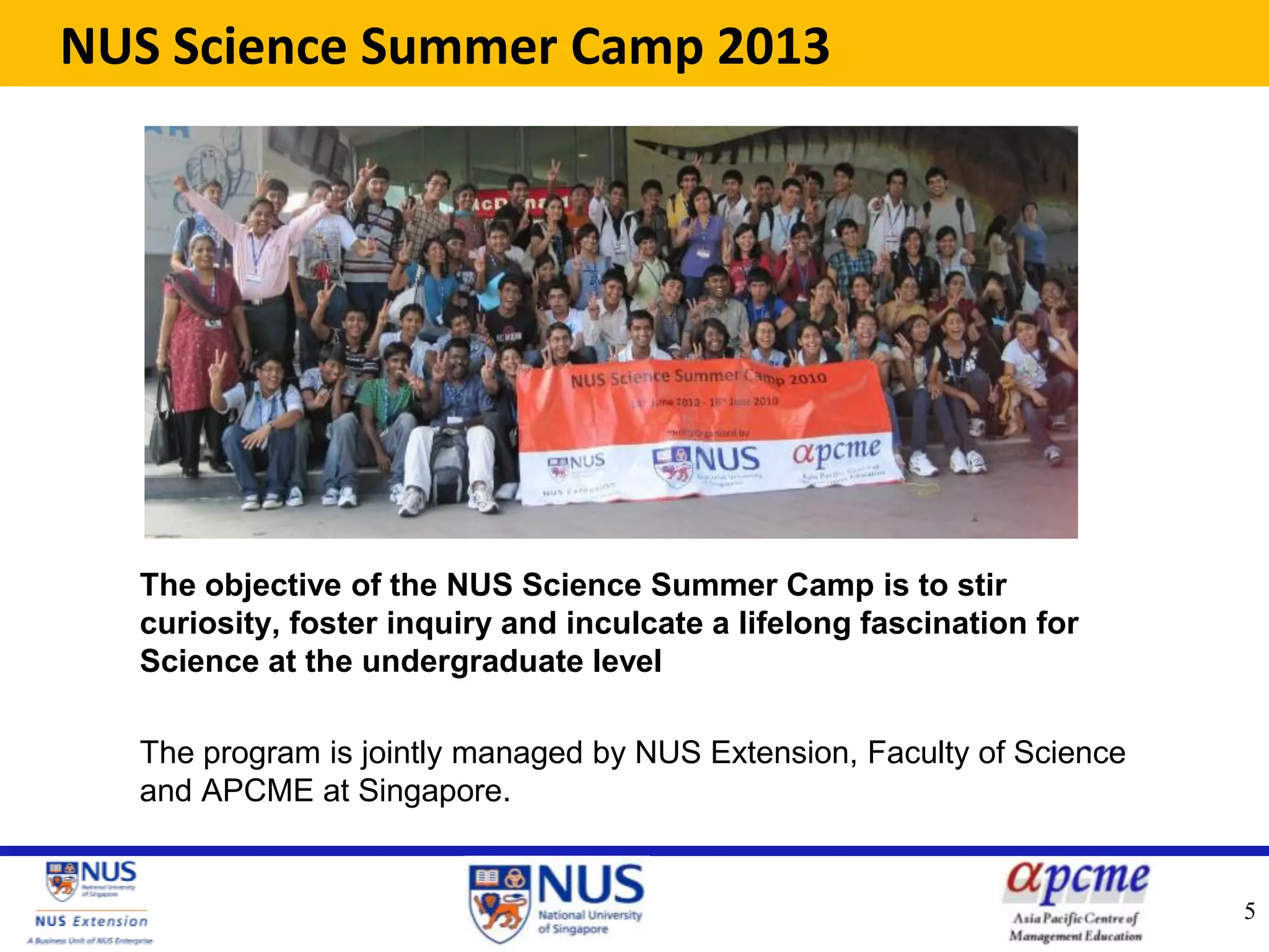Nus science summer camp 2013 | PDF