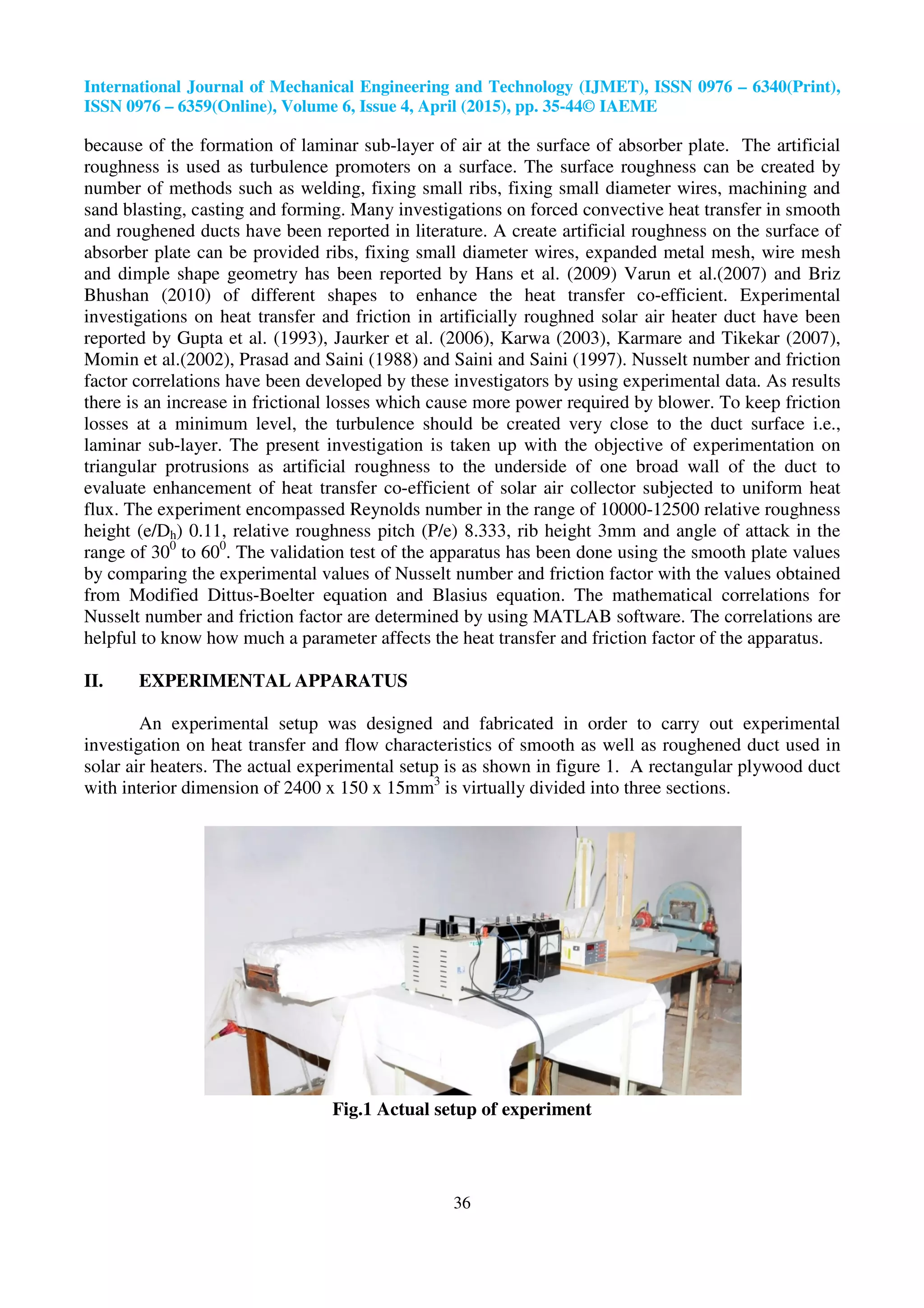 Nusselt number and friction factor correlations for solar air heater ...