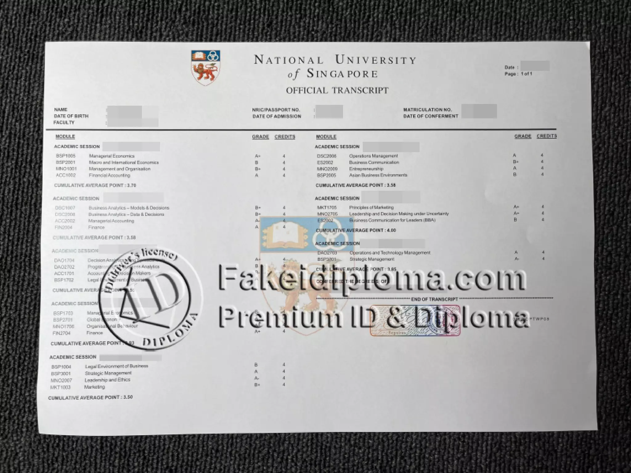 NUS transcript | PDF