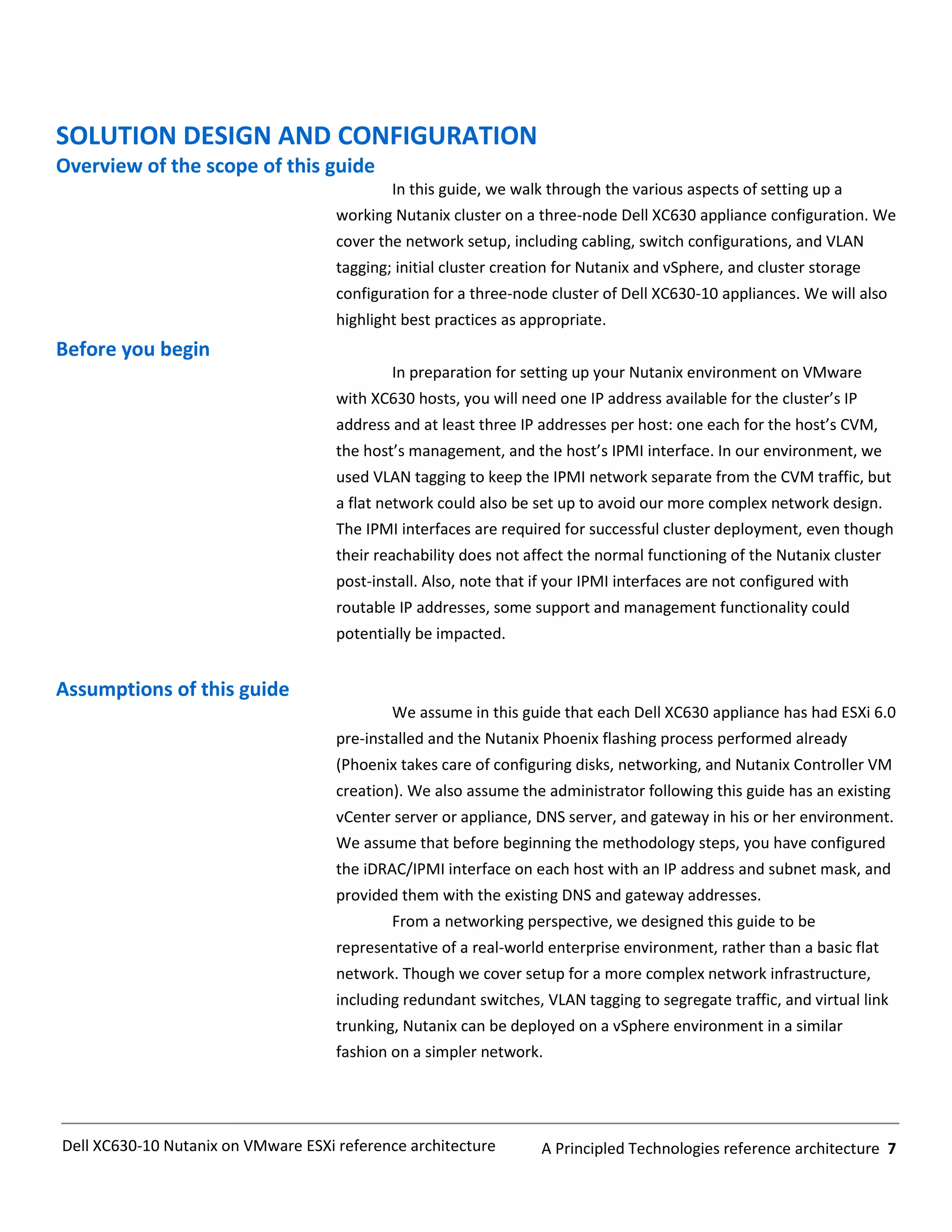 Dell XC630-10 Nutanix on VMware ESXi reference architecture | PDF
