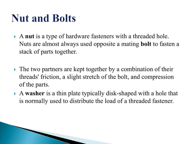 Nut & bolts | PPTX | Home Appliances | Home & Garden