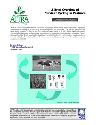 A Brief Overview of Nutrient Cycling in Pastures | PDF