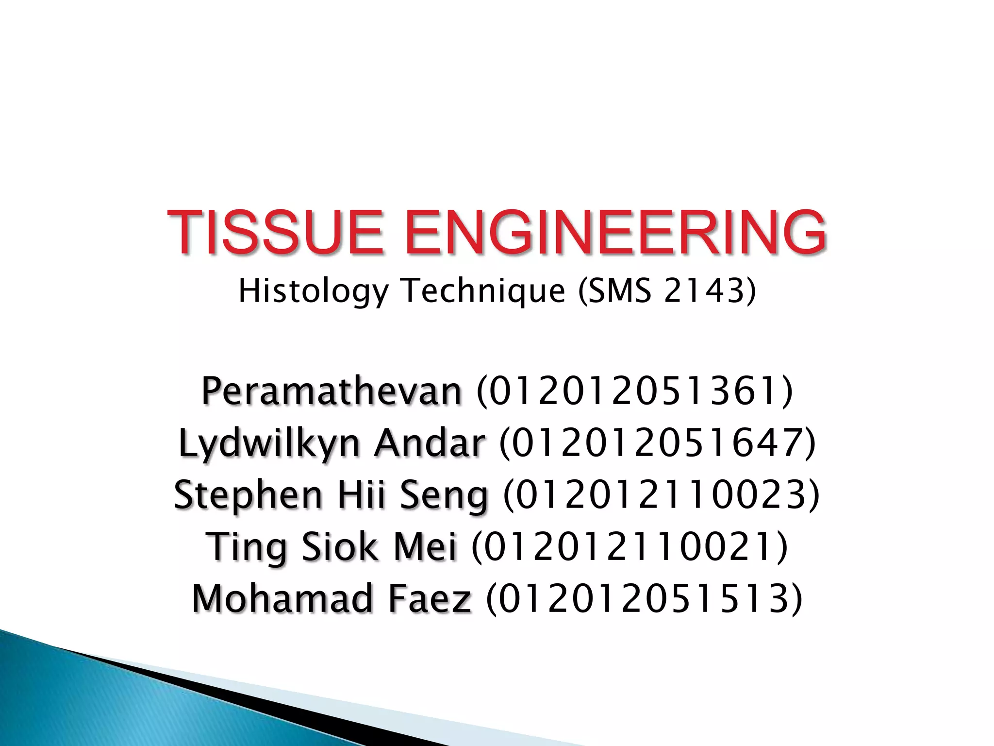 Tissue engineering (group presentation) | PPTX