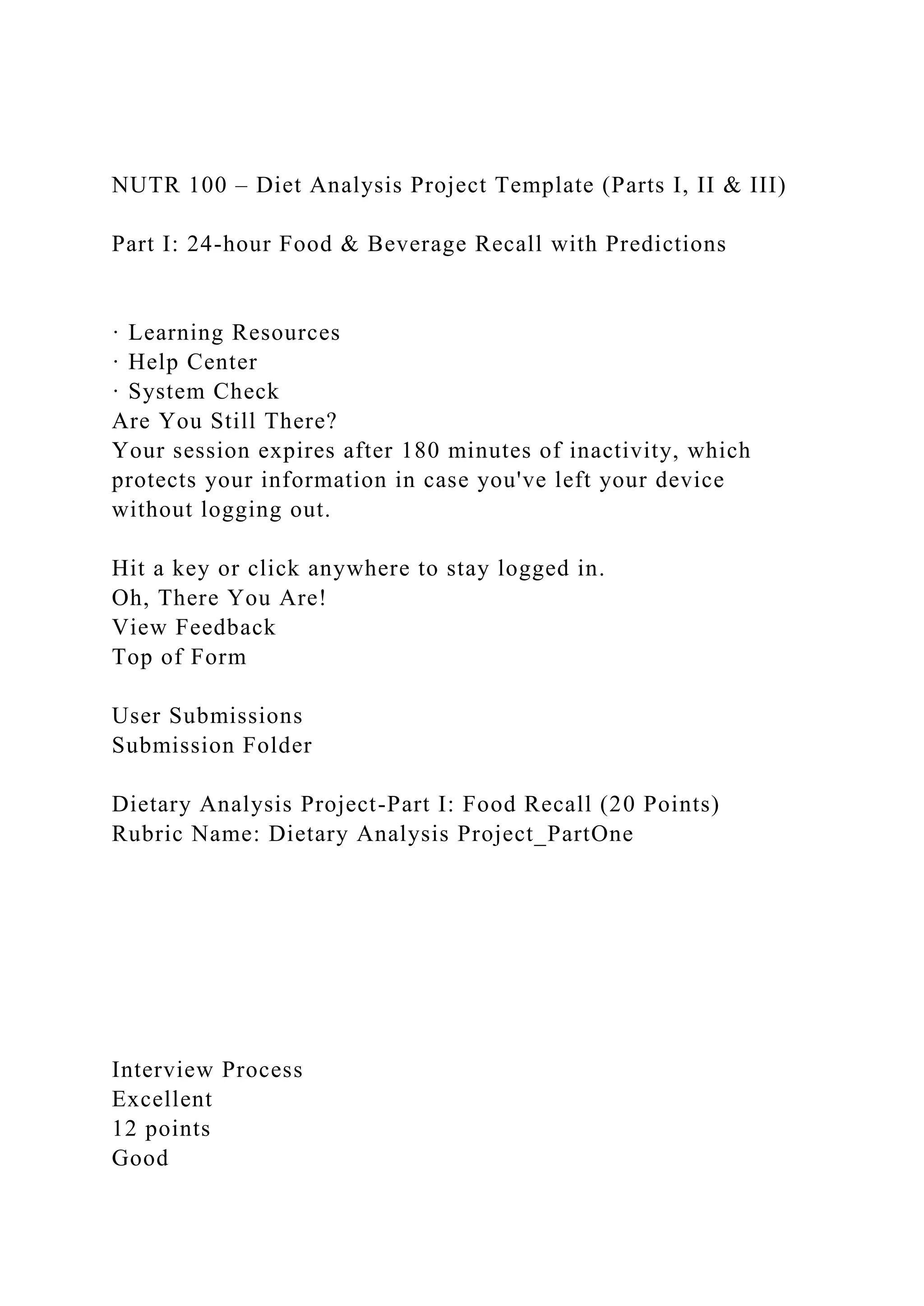 NUTR 100 – Diet Analysis Project Template (Parts I, II & III)P.docx