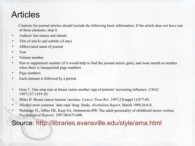 Nutr 115– ama citation | PPT