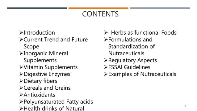 Nutraceuticals (Durgashree).pptx | Herbs and Supplements | Alternative Medicine