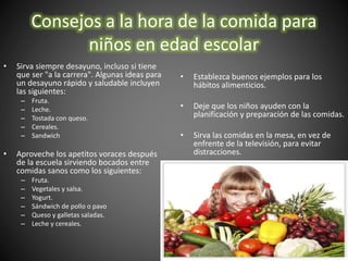 Nutrición en la etapa escolar por Giovanny Guevara | PPTX