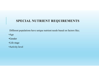 Nutrient and dietary deficiency disorders and special nutrient ...