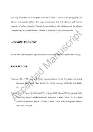 Nutrient availability response to sulfur amendment in histosols having ...