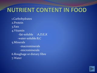 Nutrient content in food | PPTX
