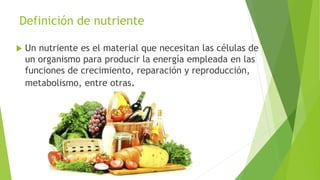 Nutrientes y sus funciones en el organismo | PPTX