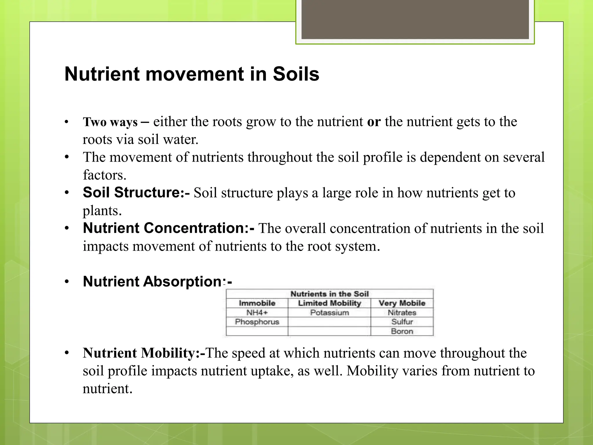 Nutrient Movement in Soils- Nutrient Absorption By Plants Mechanistic ...