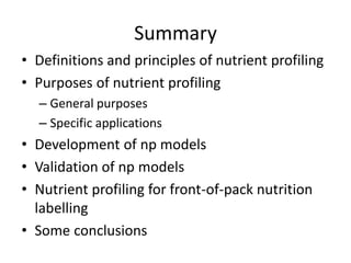Nutrient Profiling for FOP Labelling_2013 | PDF