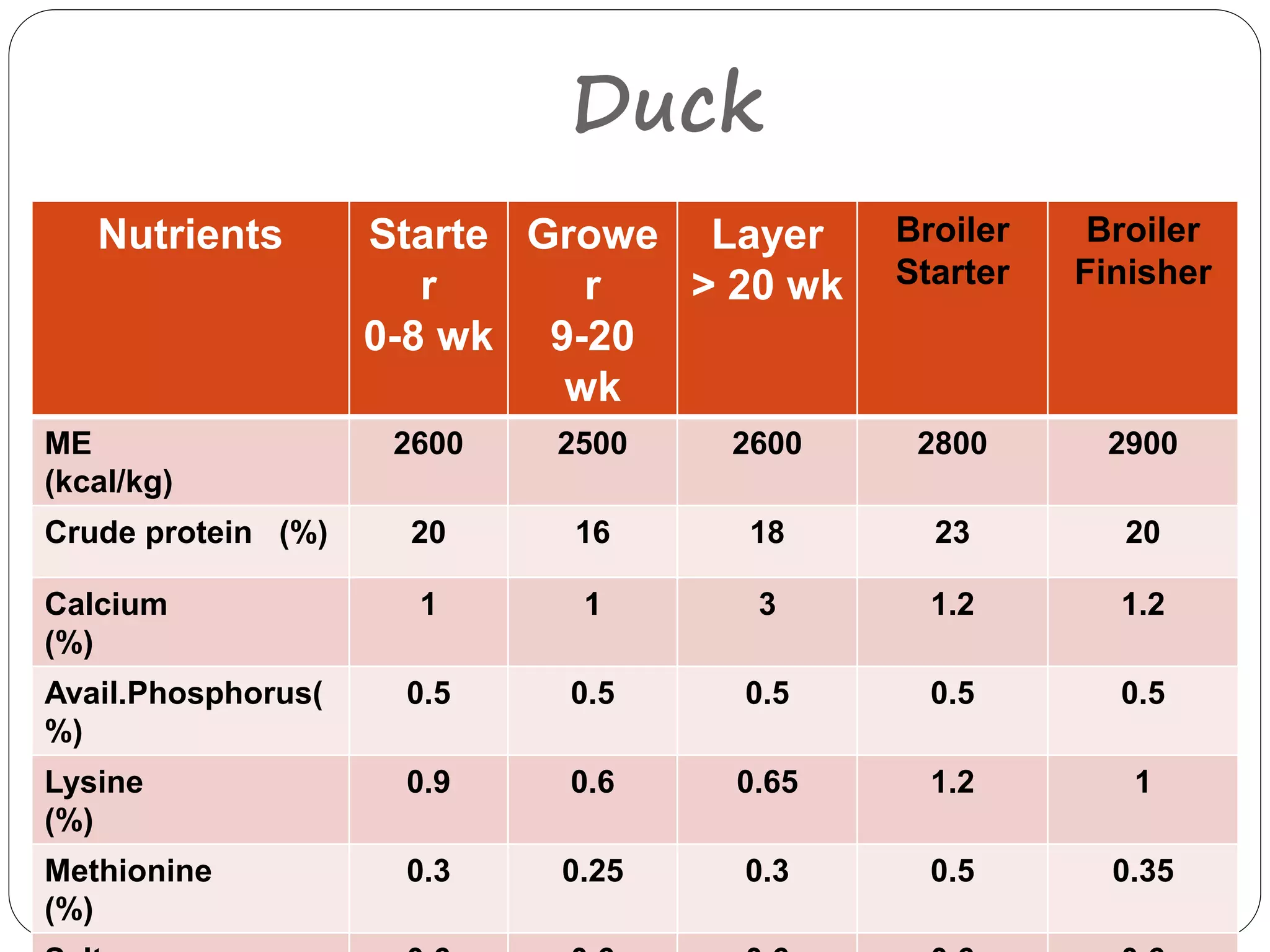 Nutrient requirements of various poultry | PPTX