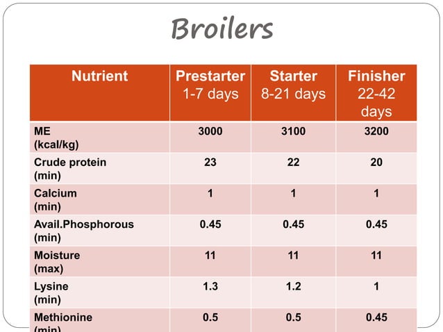 Nutrient requirements of various poultry | PPTX | Chemistry | Science