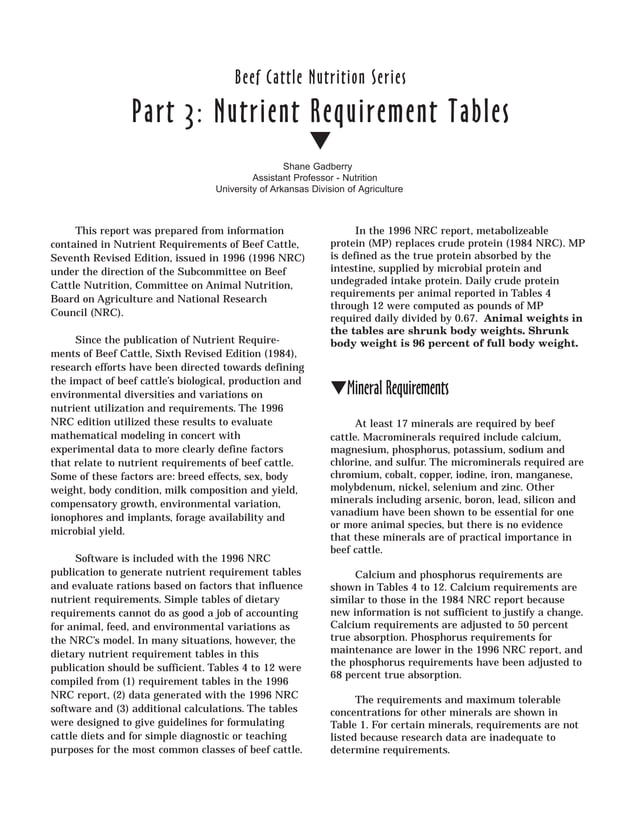 Nutrient requirment table NRC | PDF | Chemistry | Science