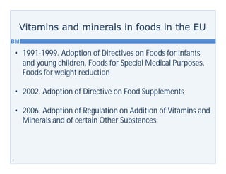 Nutrient Risk Assessment and Upper Intake Levels - EU_2105 | PDF