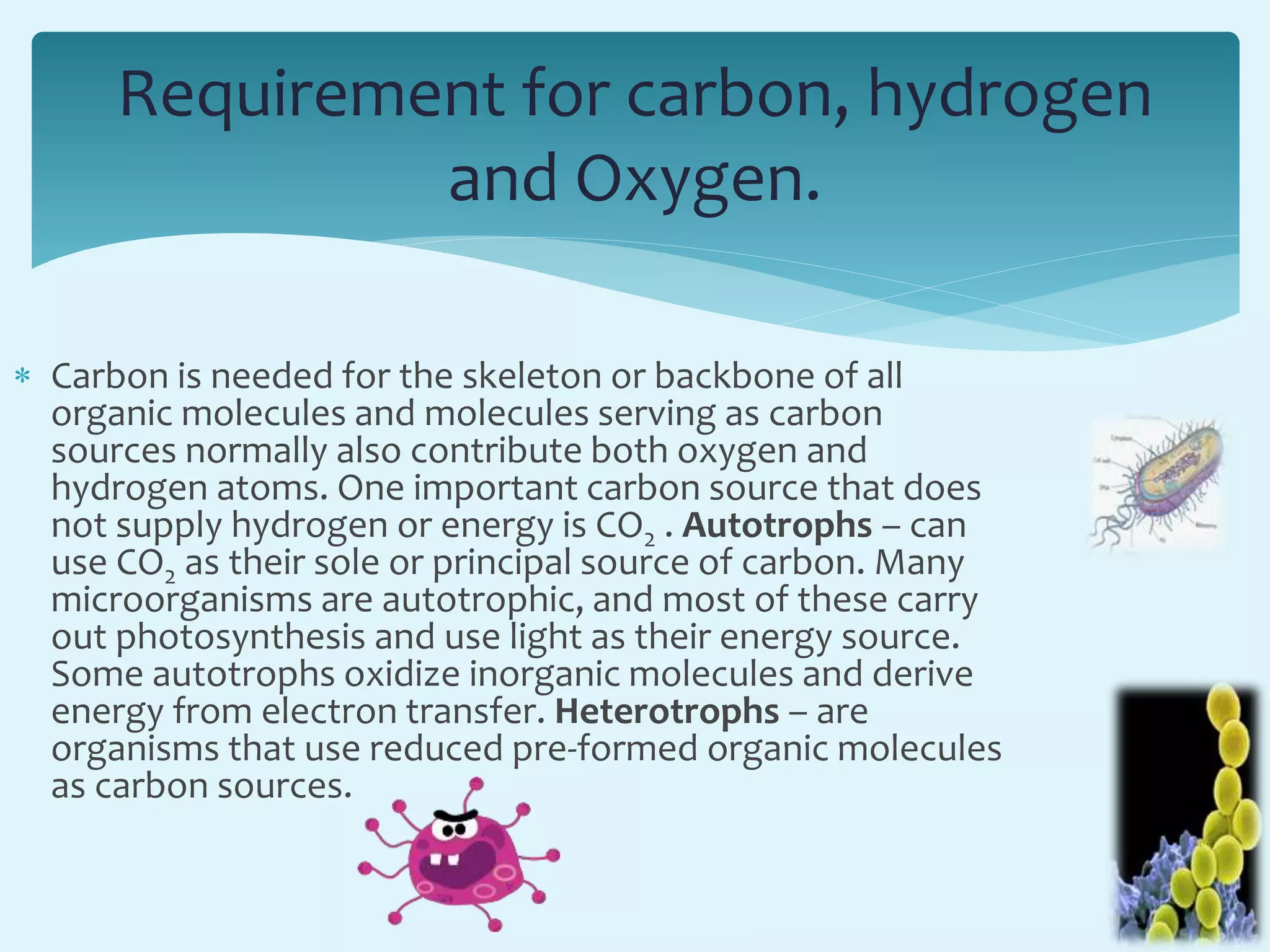 Nutrient requirements in Microorganisms | PPTX