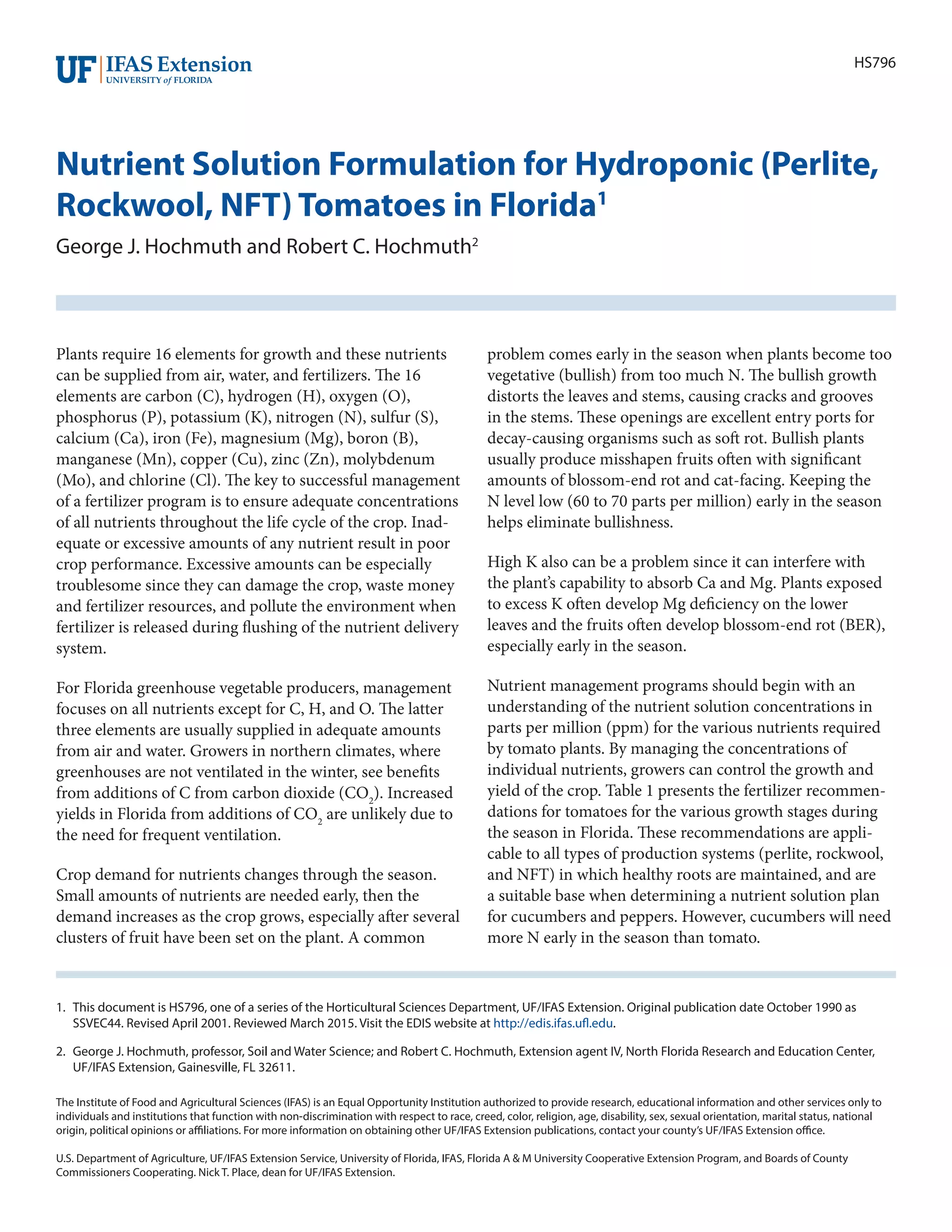 Nutrient solution fotmulation | PDF