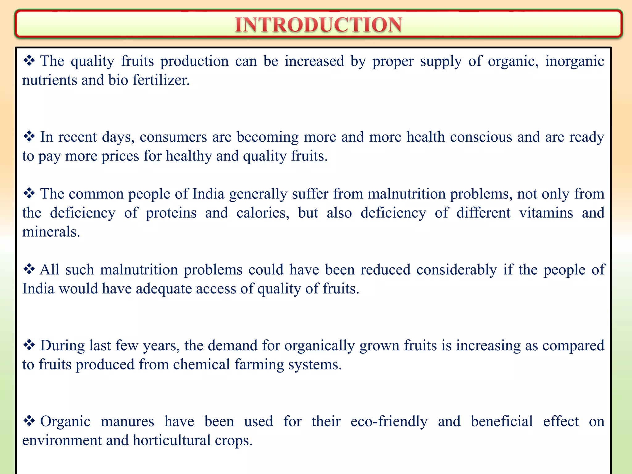 Nutrient sources vs. quality of fruits in tropical fruit crops | PPTX