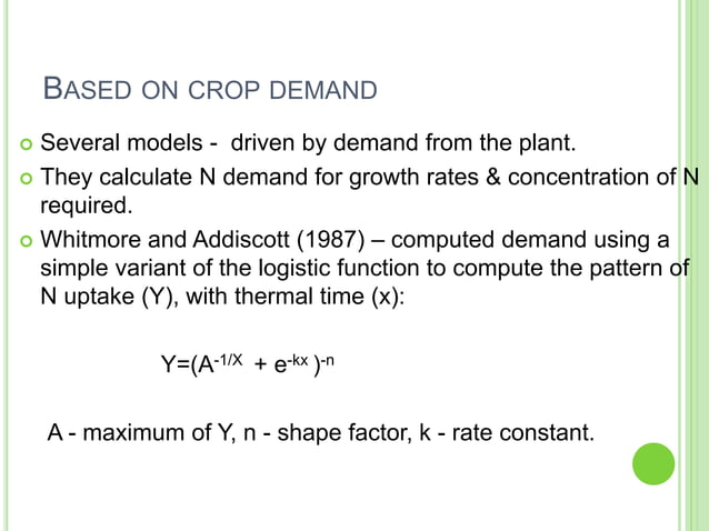 Crop Nutrient uptake models | PPTX | Agriculture | Industries