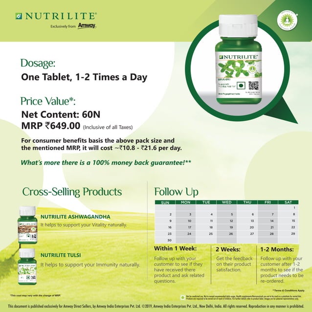 Nutrilite brahmi sell sheet ADS 4754411 | PDF