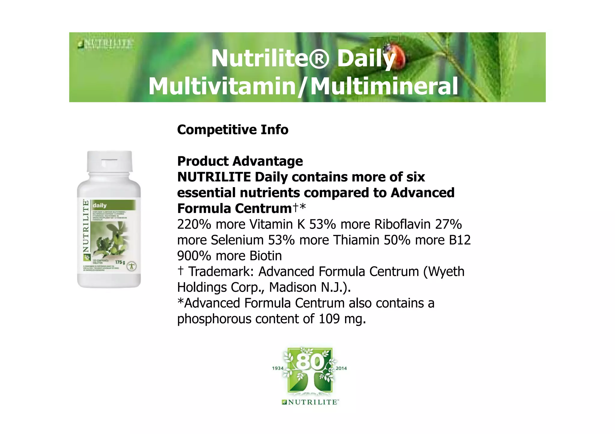 Nutrilite Organic Supplements | PDF