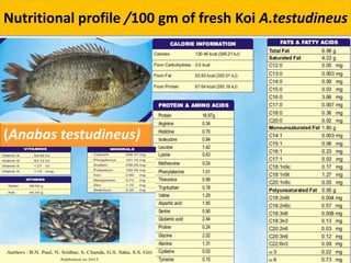 Nutrional value of major fin fishes &shell fishes and Importance in ...