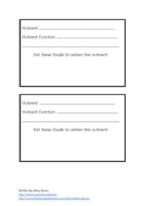 The Six Essential Nutrients: Lesson Plan And Worksheet | PDF