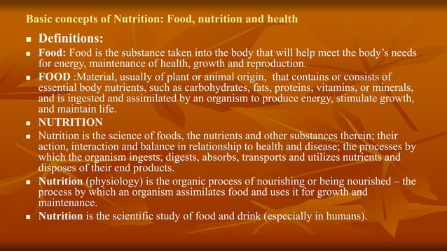 Basic concepts of Nutrition | PPTX