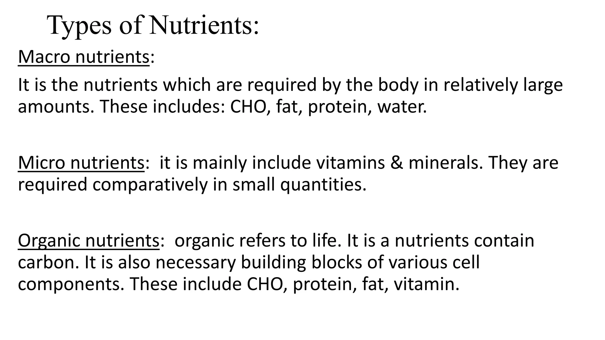 nutrition definition, purpose, nutrients, | PPTX
