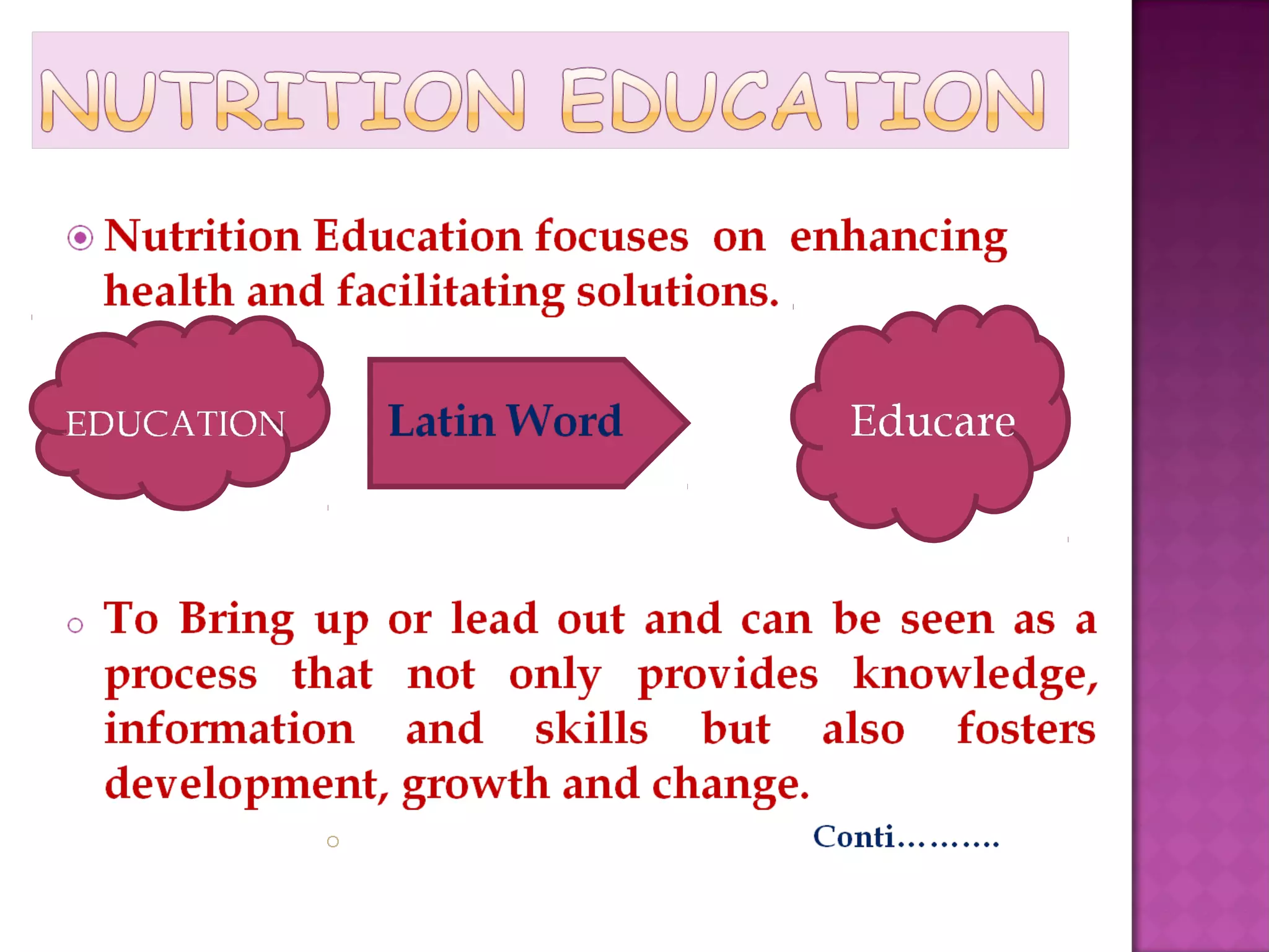 NUTRITION EDUCATION | PPT
