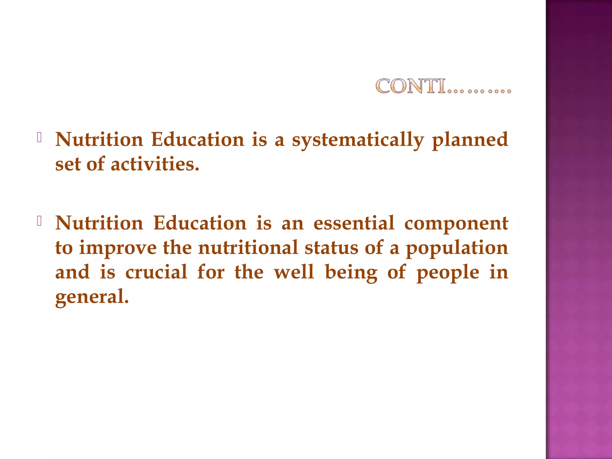 NUTRITION EDUCATION | PPT