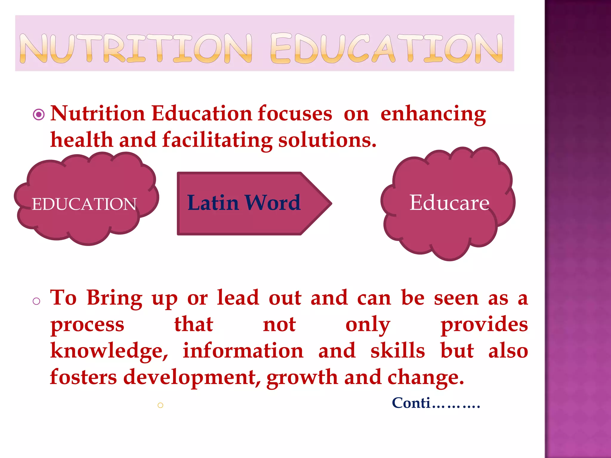 NUTRITION EDUCATION | PPTX
