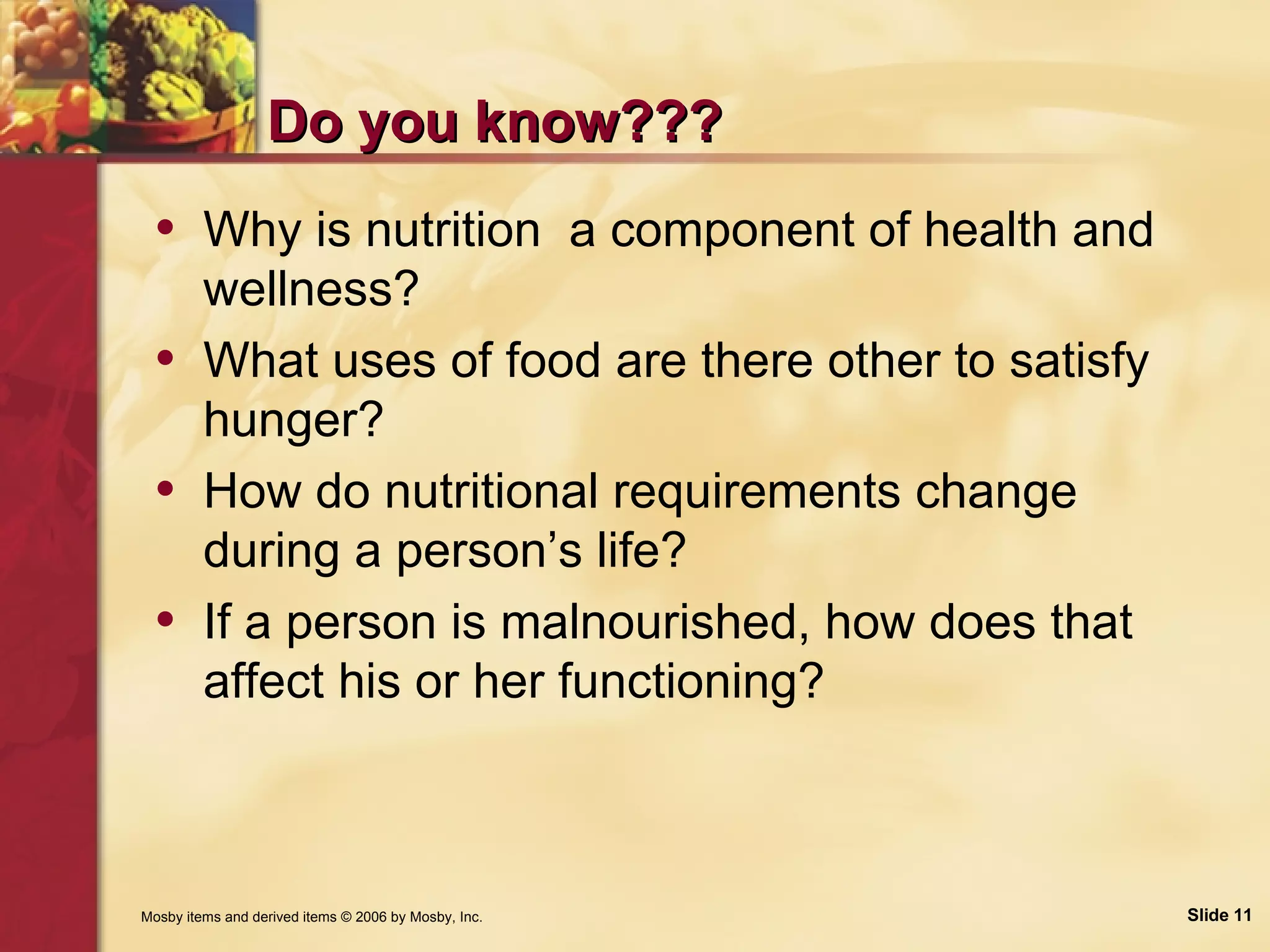 Nutrition: Food, Nutrition and Health | PPT