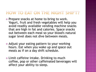 nutrition for night shift workers | PPTX
