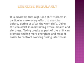 nutrition for night shift workers | PPTX