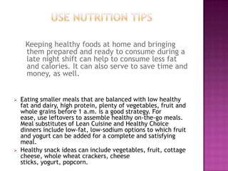 nutrition for night shift workers | PPTX