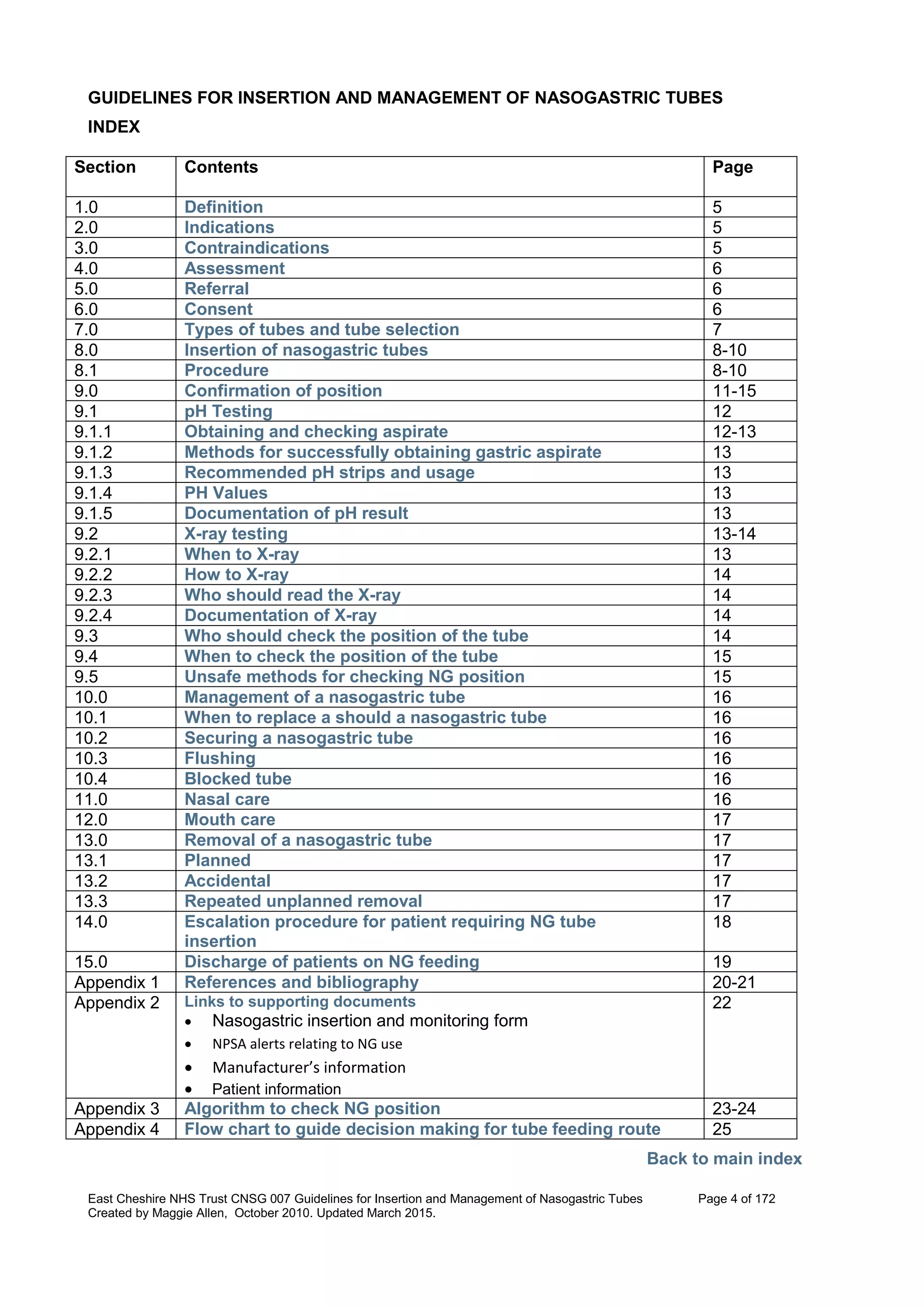 Nutrition management of enteral feeding - guidelines and procedures ...