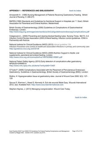 Nutrition management of enteral feeding - guidelines and procedures ...