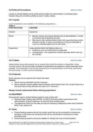 Nutrition management of enteral feeding - guidelines and procedures ...