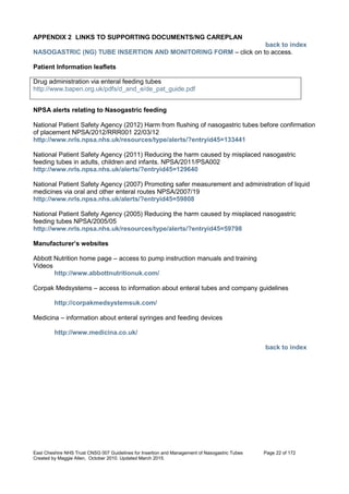 Nutrition management of enteral feeding - guidelines and procedures ...