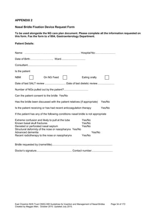 Nutrition management of enteral feeding - guidelines and procedures ...