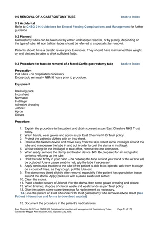 Nutrition management of enteral feeding - guidelines and procedures ...