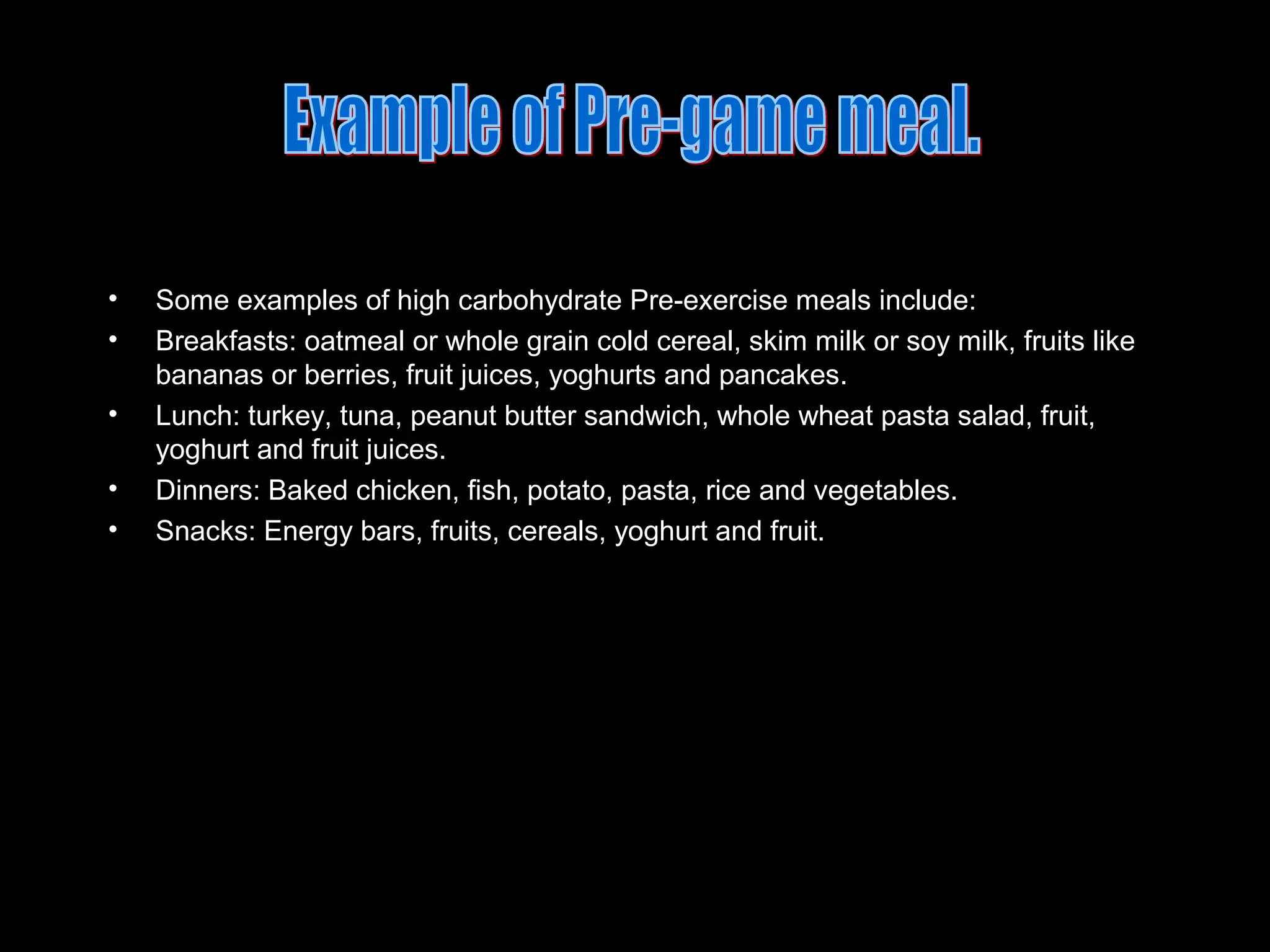 Nutrition - Pre, During and Post Performance - By Emilie | PPT