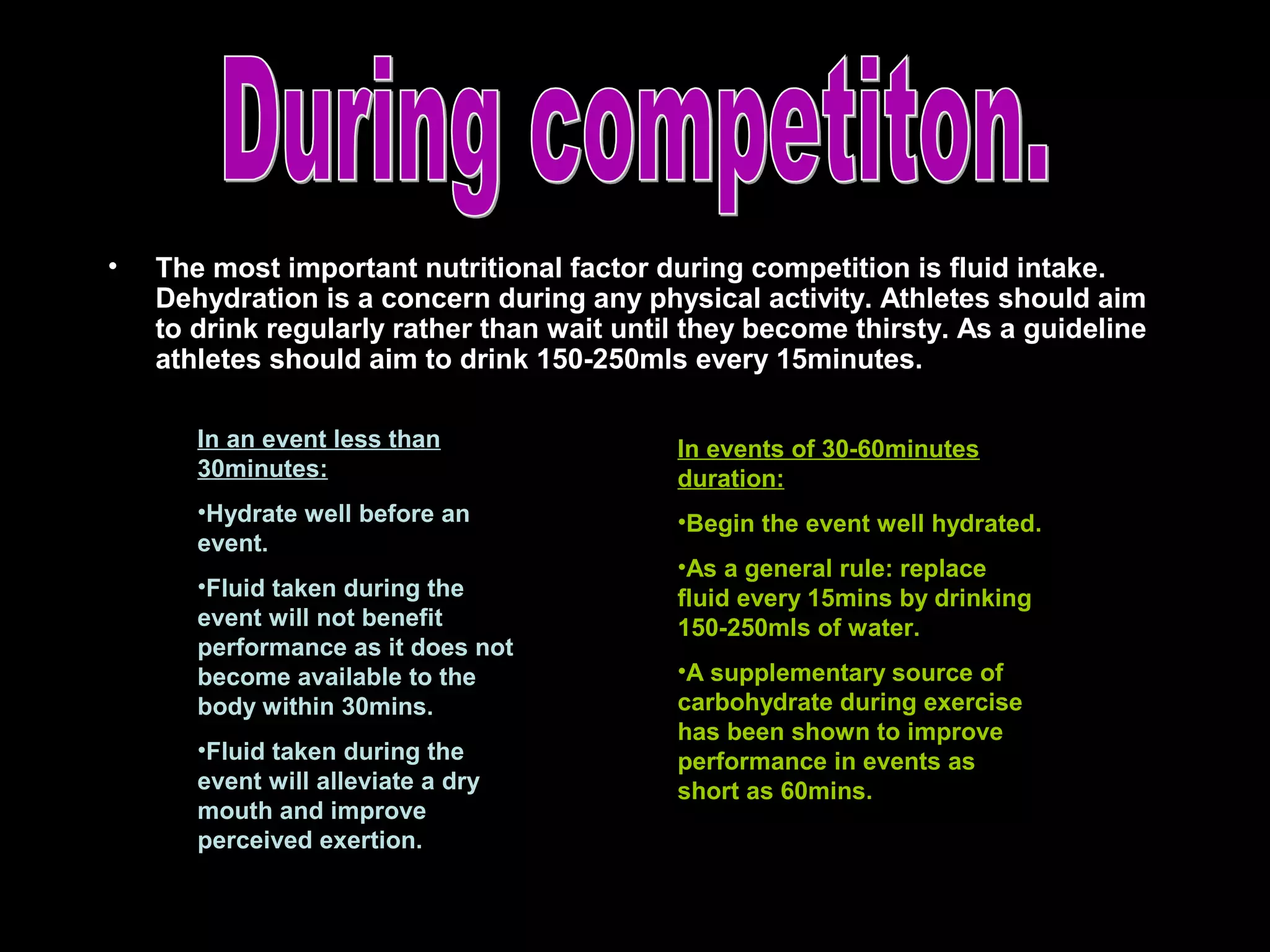 Nutrition - Pre, During and Post Performance - By Emilie | PPT