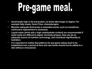 Nutrition - Pre, During and Post Performance - By Emilie | PPT