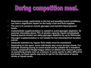 Nutrition - Pre, During and Post Performance - By Emilie | PPT