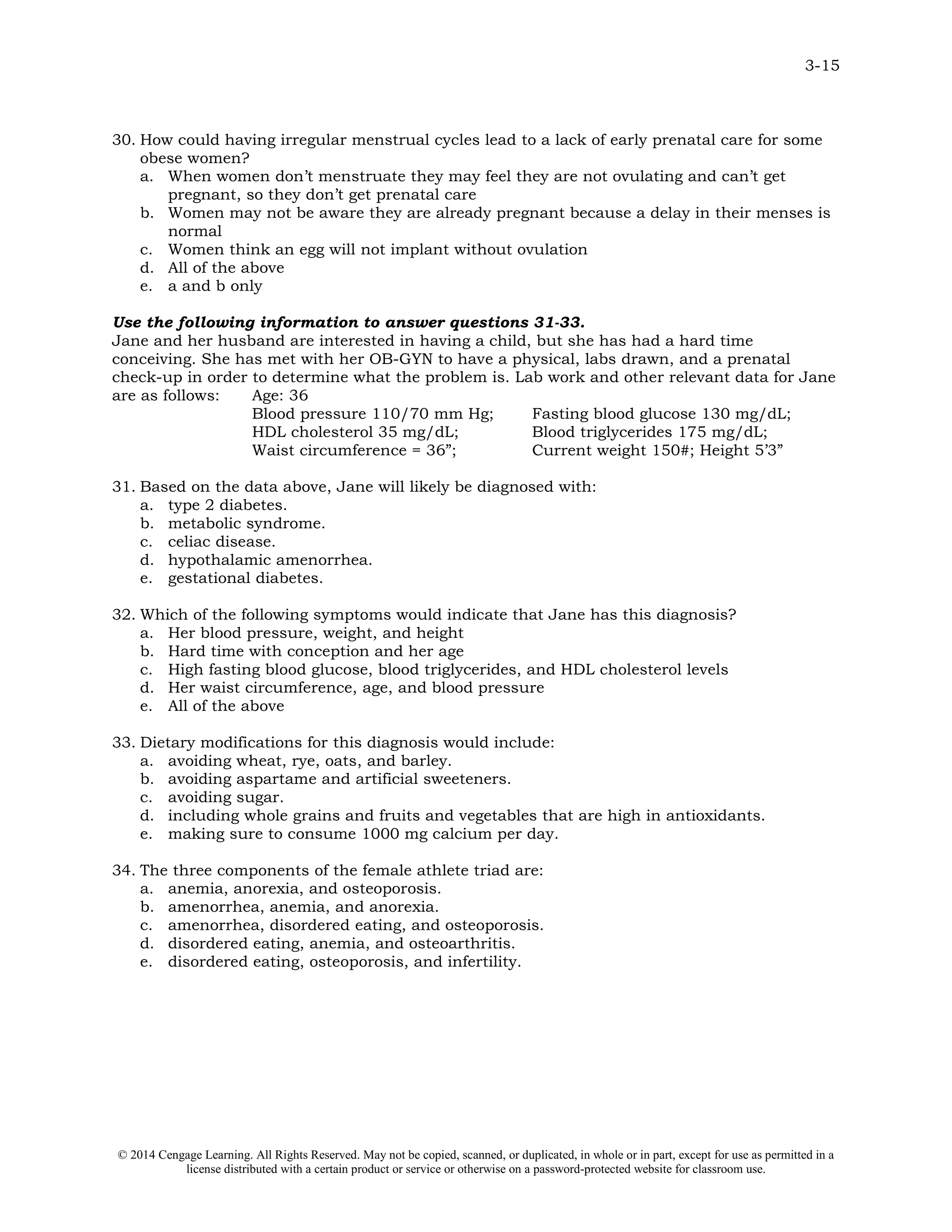 Nutrition Through the Life Cycle 5th Edition Brown Test Bank | PDF