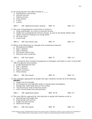 Nutrition Through the Life Cycle 5th Edition Brown Test Bank | PDF